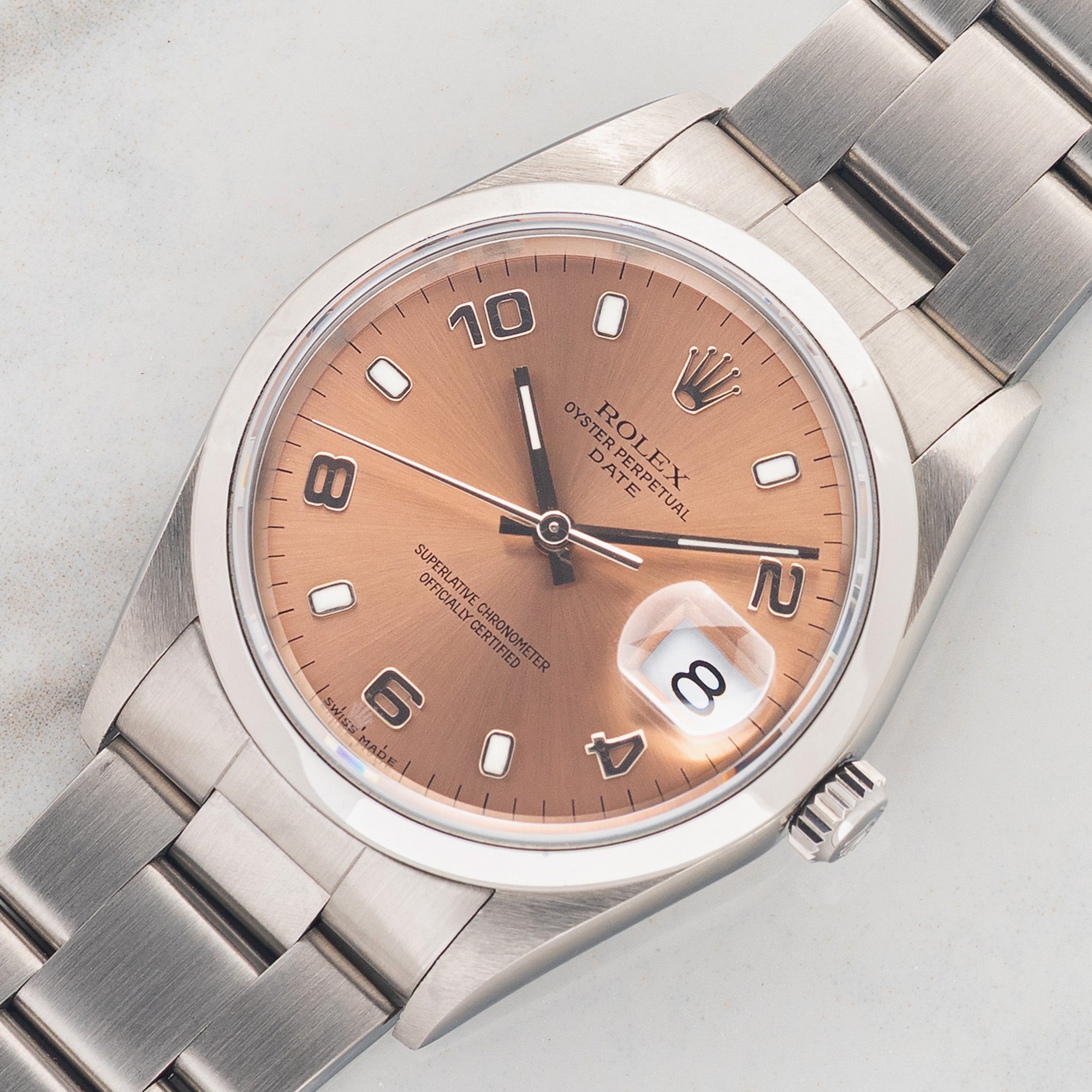 Rolex Date 15200 w/Arabic "Salmon" Dial - Rare – Collectors Corner NY